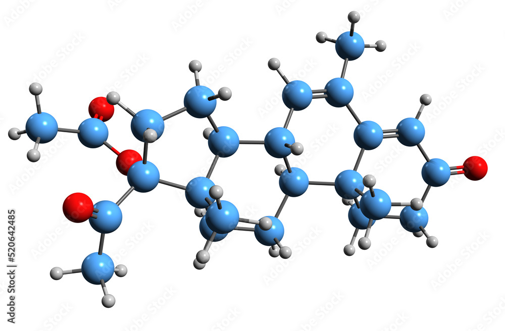 3D image of Megestrol acetate skeletal formula - molecular chemical ...
