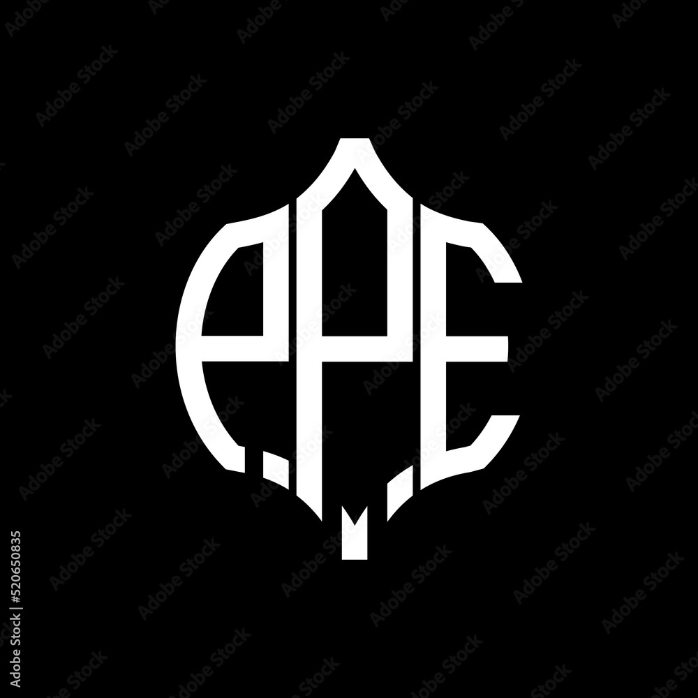 PPE letter logo. PPE best black background vector image. PPE Monogram ...
