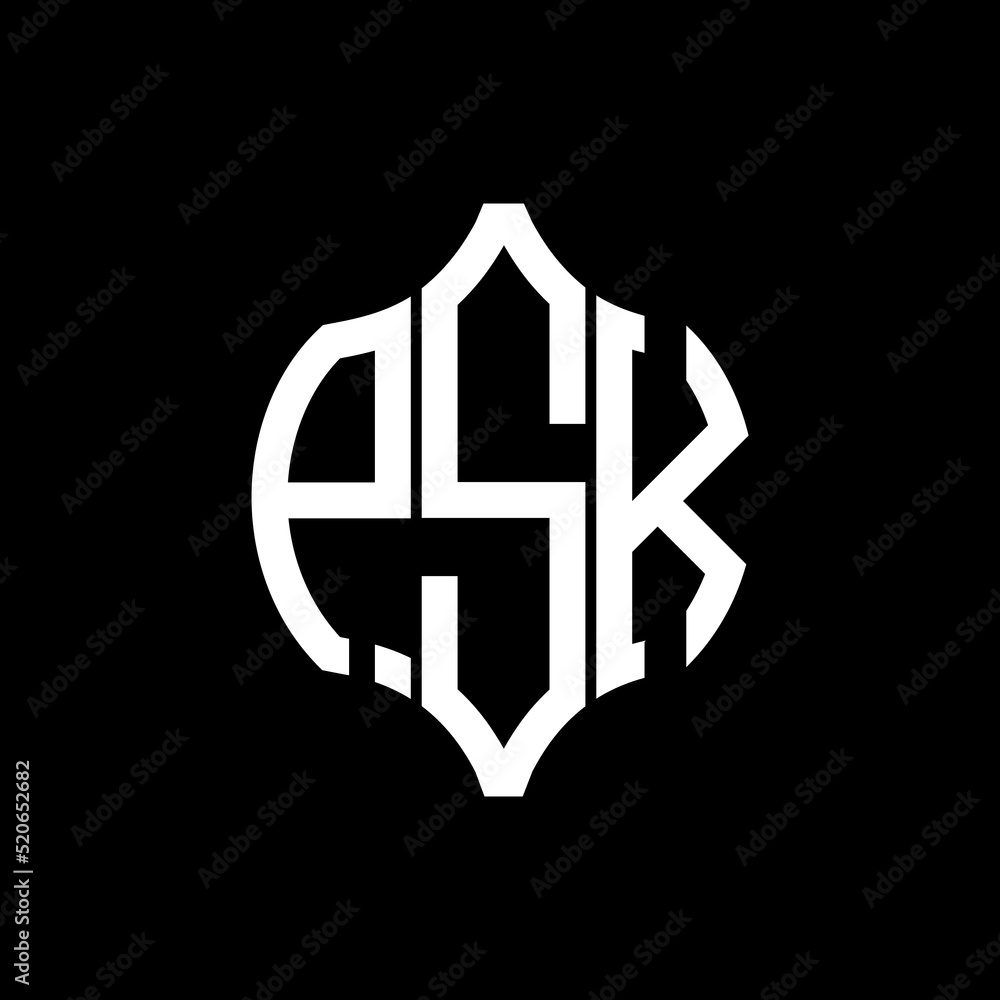 PSK letter logo. PSK best black background vector image. PSK Monogram ...