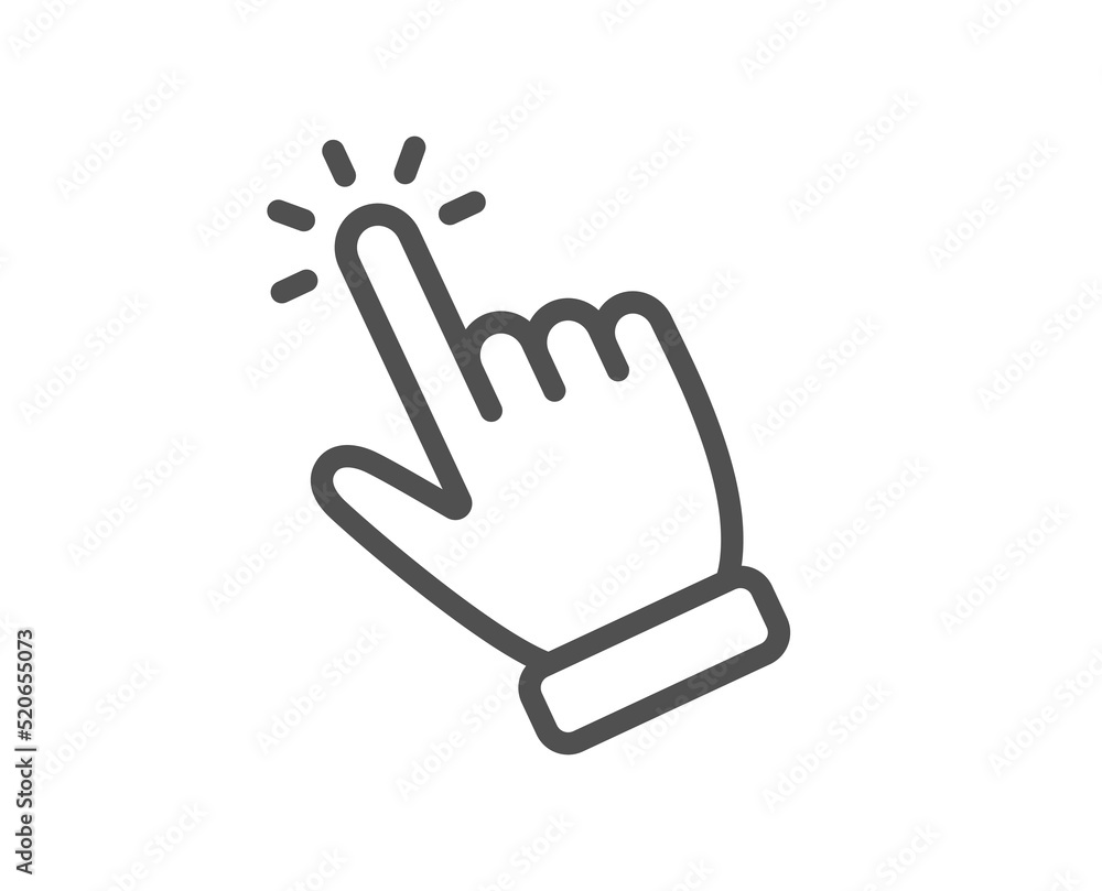Hand cursor line icon. Click action sign. Finger pointer symbol ... Hand cursor line icon. Click action sign. Finger pointer symbol ...