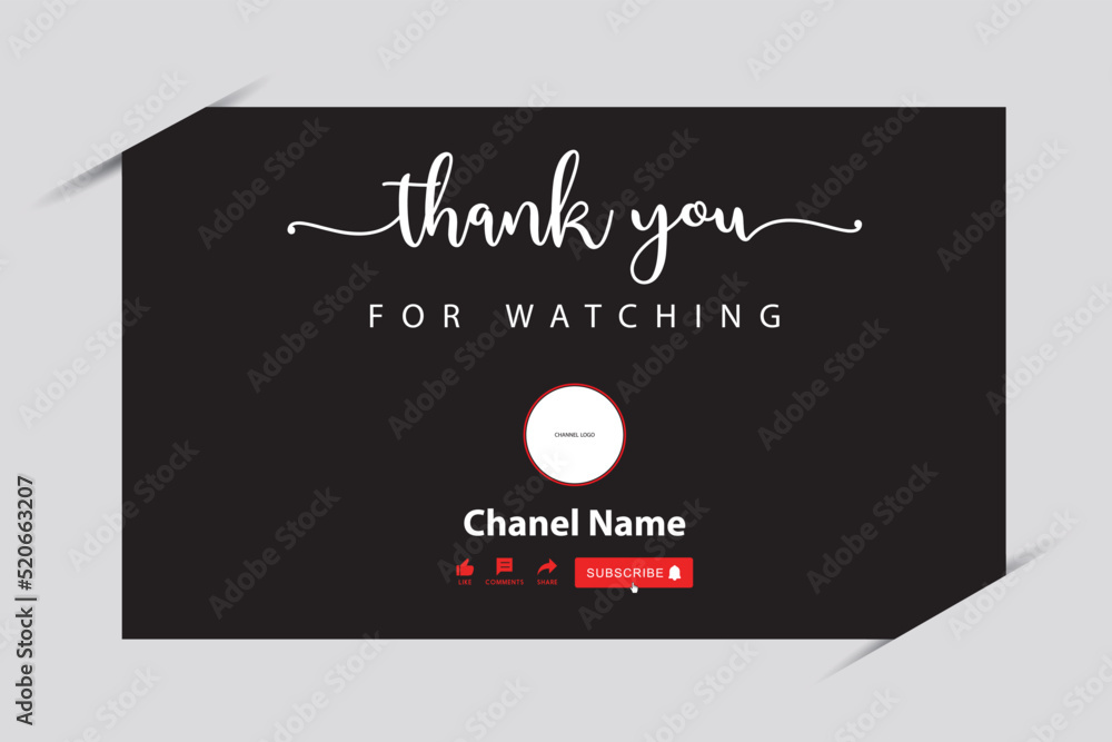 Youtube Thank you for watching end screen background design Stock ...