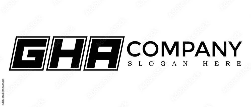GHA three Letter Rounded rectangle boxes shape element symbol digital initial technology Media ...
