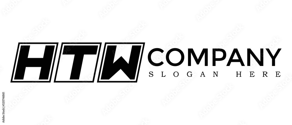 HTW three Letter Rounded rectangle boxes shape element symbol digital ...