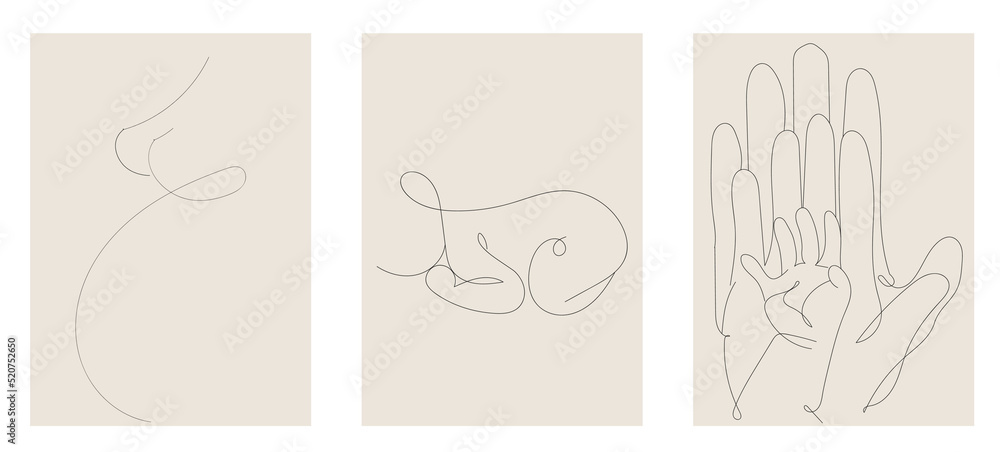 Happy family in continuous line art drawing style. family history ...