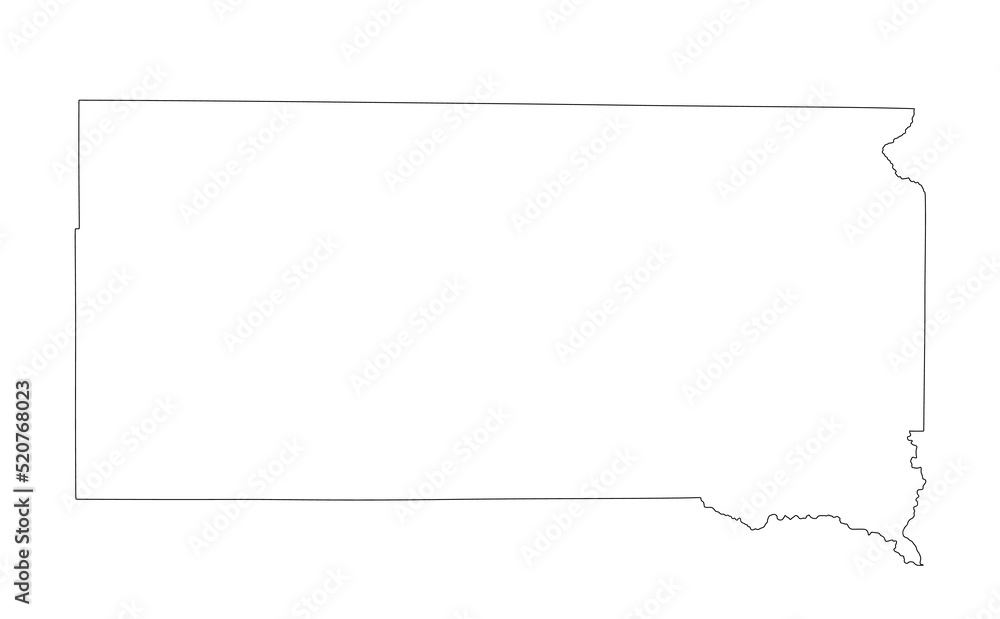 Blank South Dakota vector map silhouette illustration isolated on white ...
