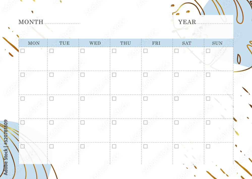 Monthly planner calendar template. Simple printable to do list ...