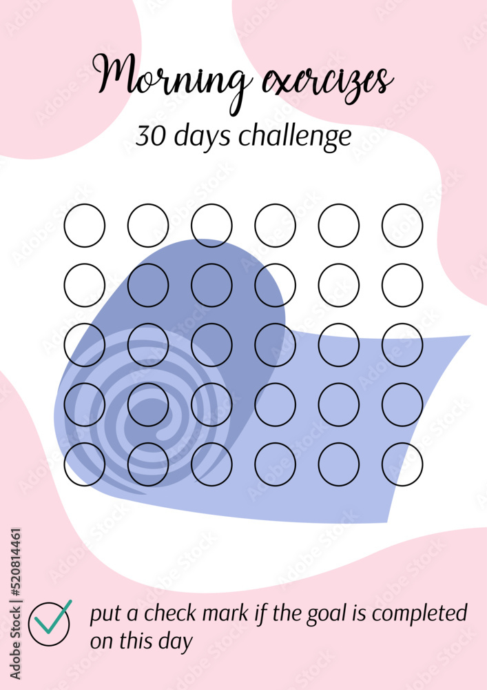Morning exercises tracker. Personal 30 days fitness challenge printable ...