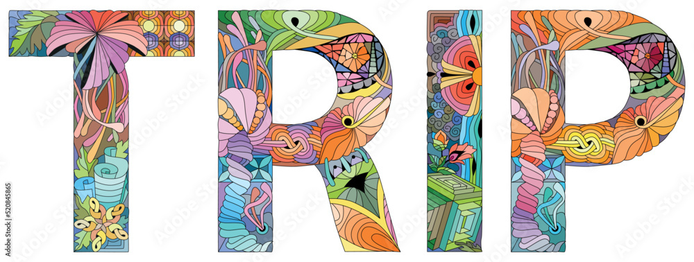 Word TRIP. Vector decorative zentangle object Stock Vector | Adobe Stock