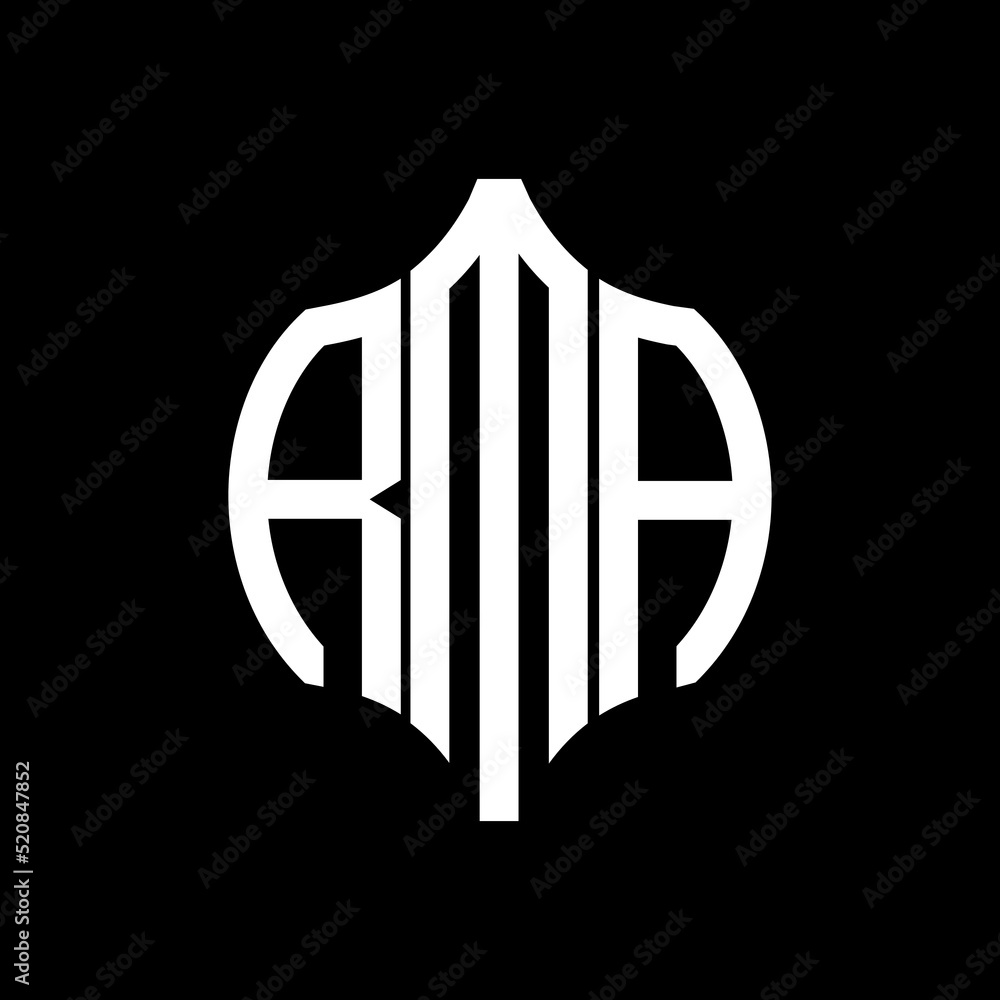RMA letter logo. RMA best black background vector image. RMA Monogram ...
