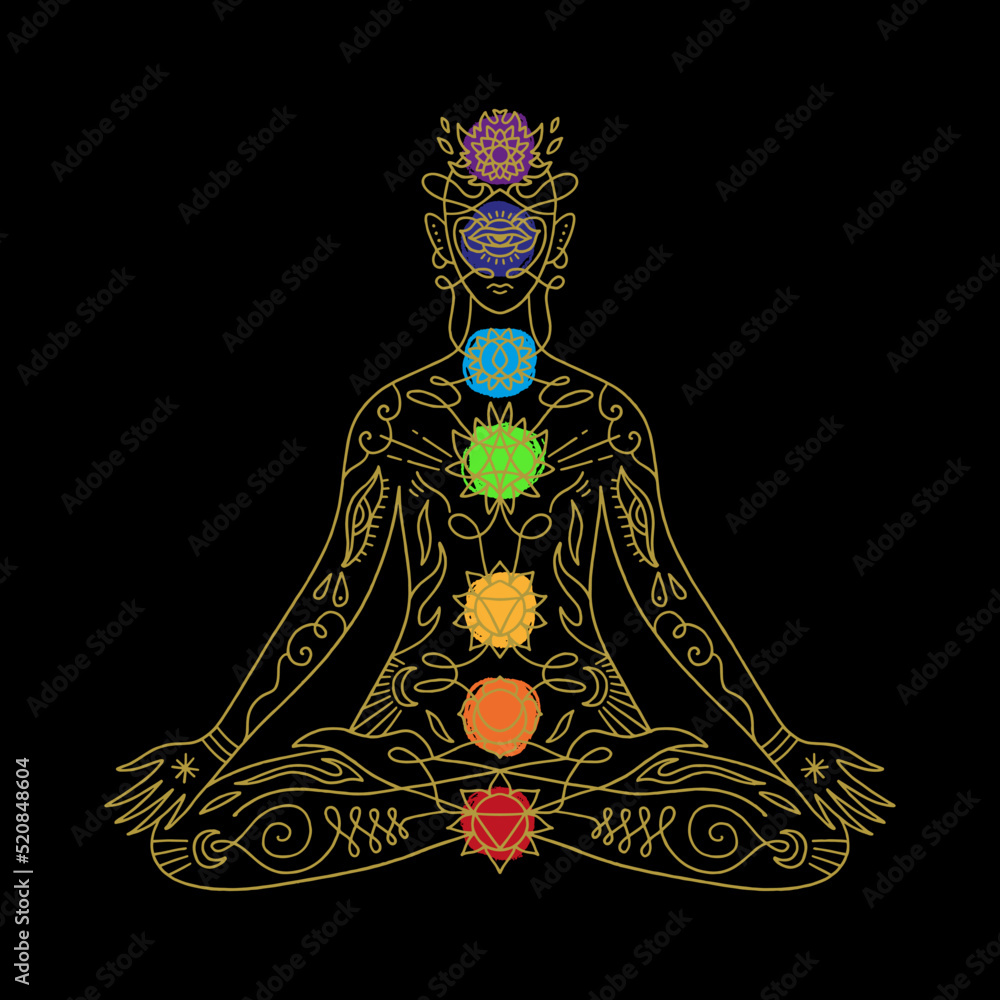 New Age hand drawn chakra symbols set. Sacred geometry boho chakras ...