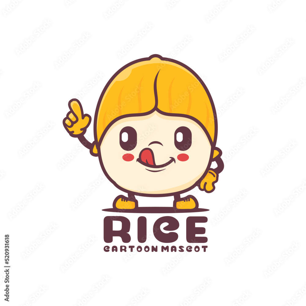 cute rice cartoon mascot. plant seed vector illustration Stock Vector ...