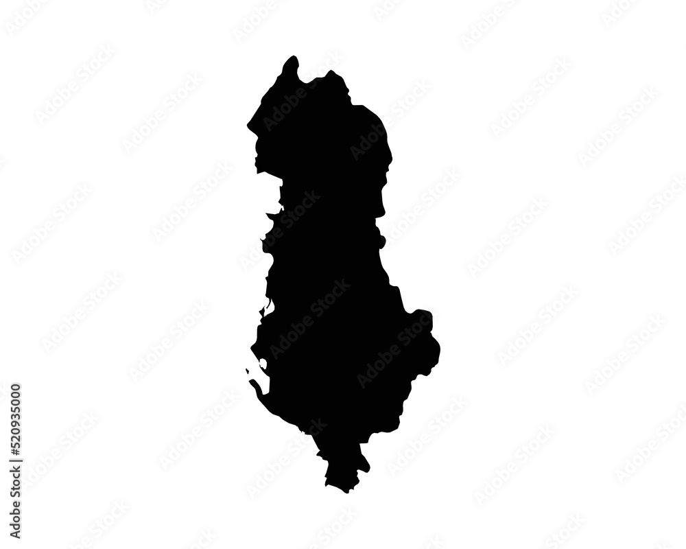 Albania Map. Albanian Country Map. Black and White National Outline ...