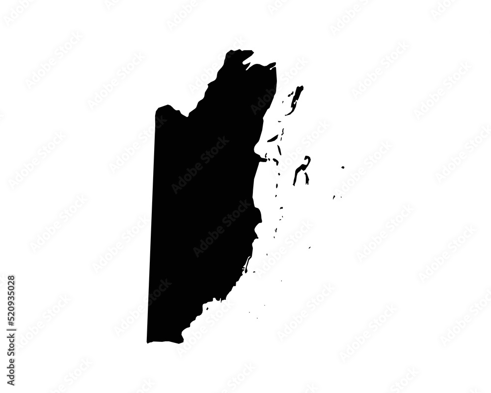 Belize Map. Belizean Country Map. Black and White National Outline ...