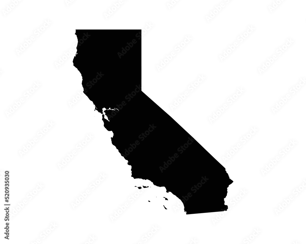 California US Map. CA USA State Map. Black and White Californian State ...