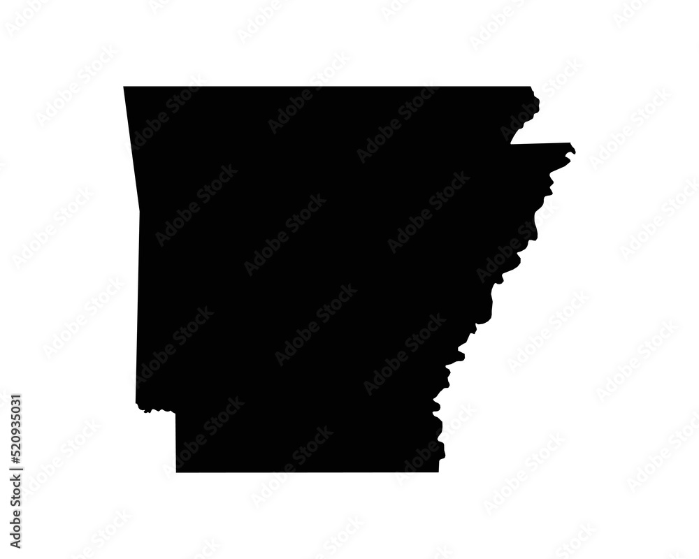 Arkansas US Map. AR USA State Map. Black and White Arkansan State ...