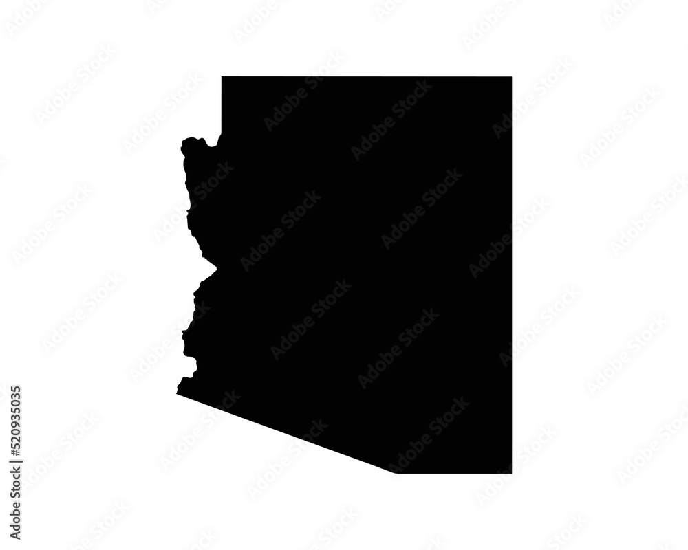 Arizona US Map. AZ USA State Map. Black and White Arizonan State Border ...