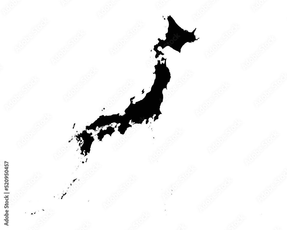 Japan Map Japanese Country Map Black And White Nippon Nihon National