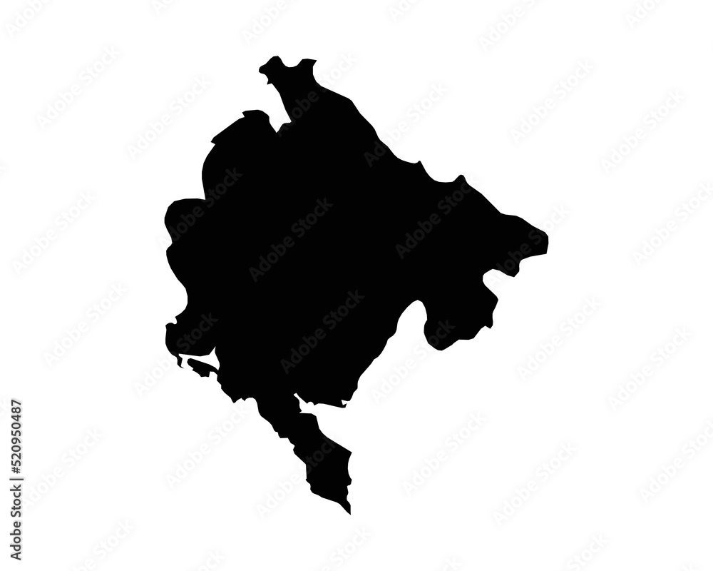 Montenegro Map. Montenegrin Country Map. Black and White National ...