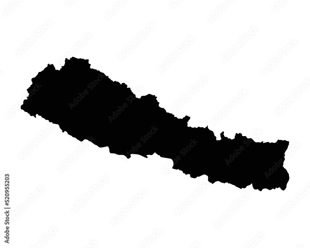 Vector de Stock Nepal Map. Nepali Country Map. Black and White Nepalese ...