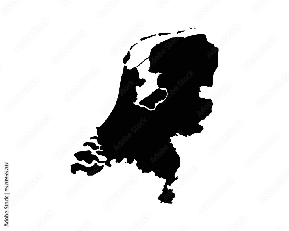Netherlands Map. Dutch Country Map. Black and White Holland National ...