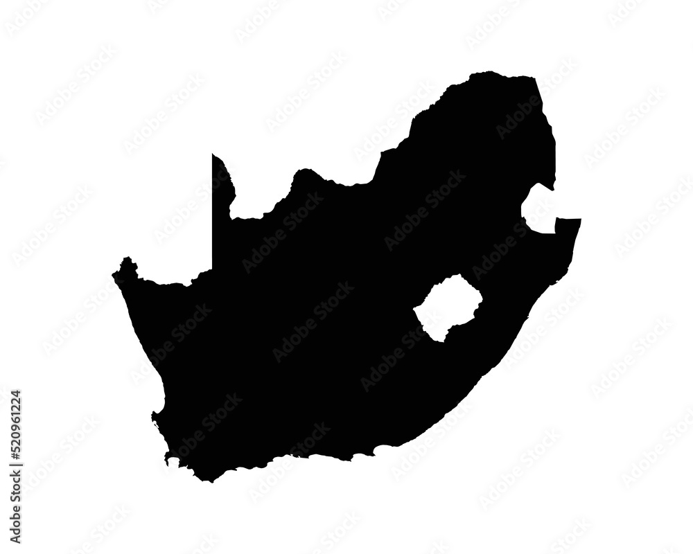 South Africa Map. South African Country Map. Black and White National ...
