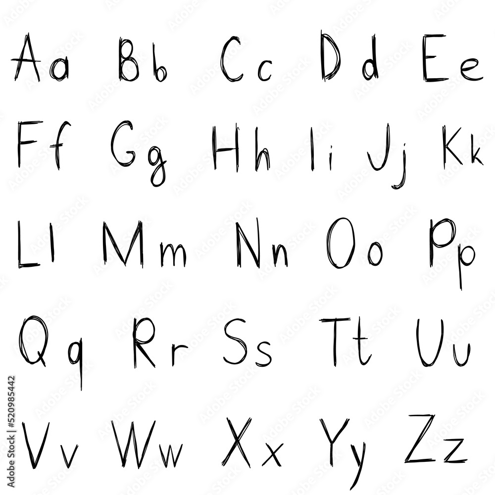 Hand drawn vector English alphabet. Modern signature font with upper ...