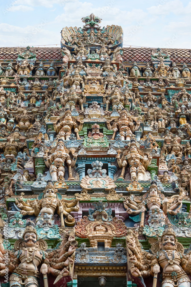 Sculptures of Hindu Gods and Goddesses on the North Gopuram of ...