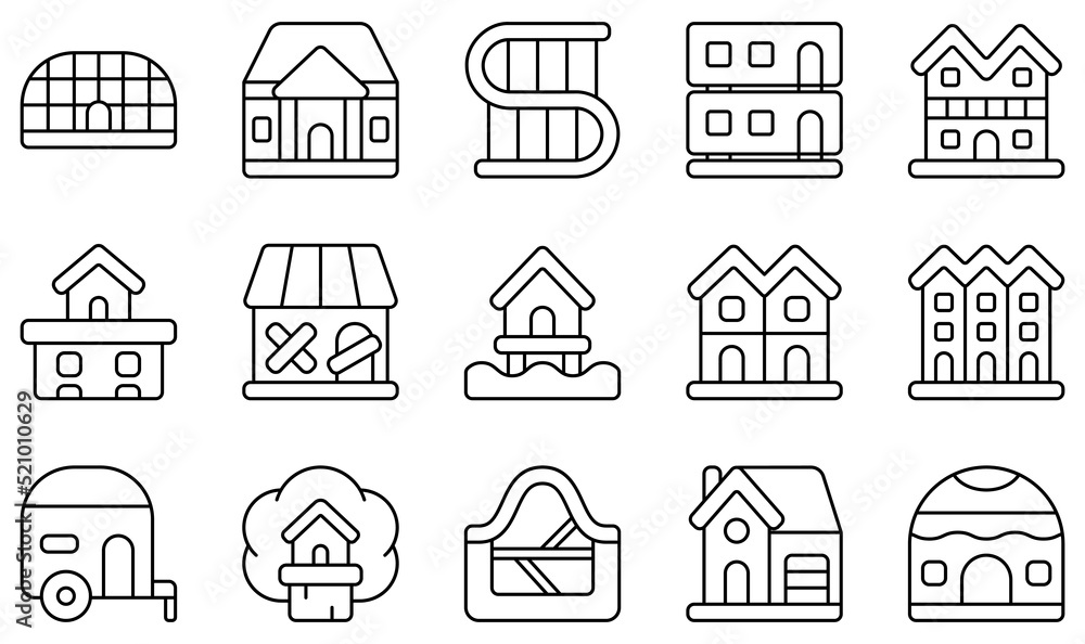 Set of Vector Icons Related to Type Of Houses. Contains such Icons as ...