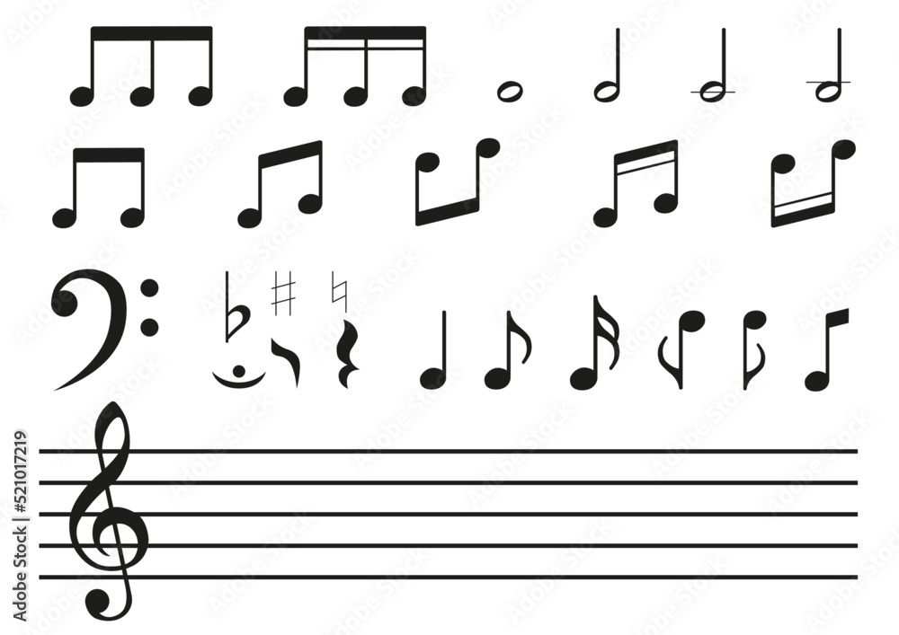 Music notes icon collection - music notes set Stock Vector | Adobe Stock