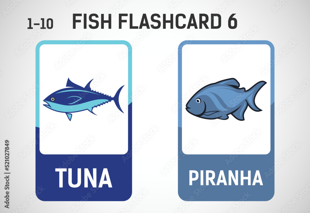 Fish flashcards for kids. Educational cards for preschool. Printable ...