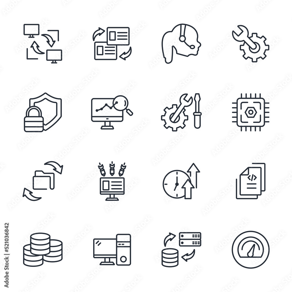 data center and hosting icons set . data center and hosting pack symbol vector elements for ...