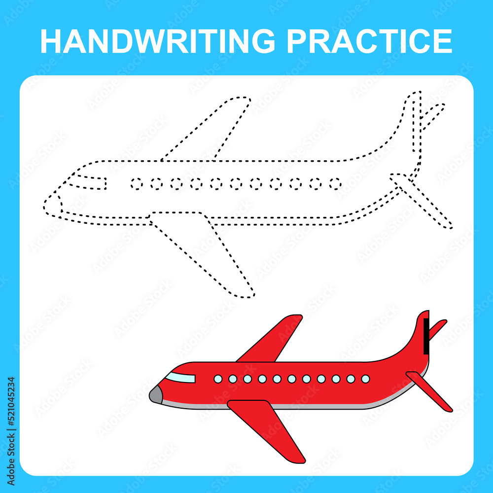Handwriting practice. Trace the lines and color the plane. Educational ...