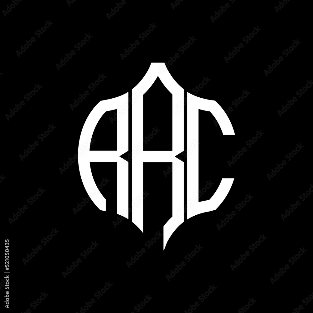 RRC letter logo. RRC best black background vector image. RRC Monogram ...