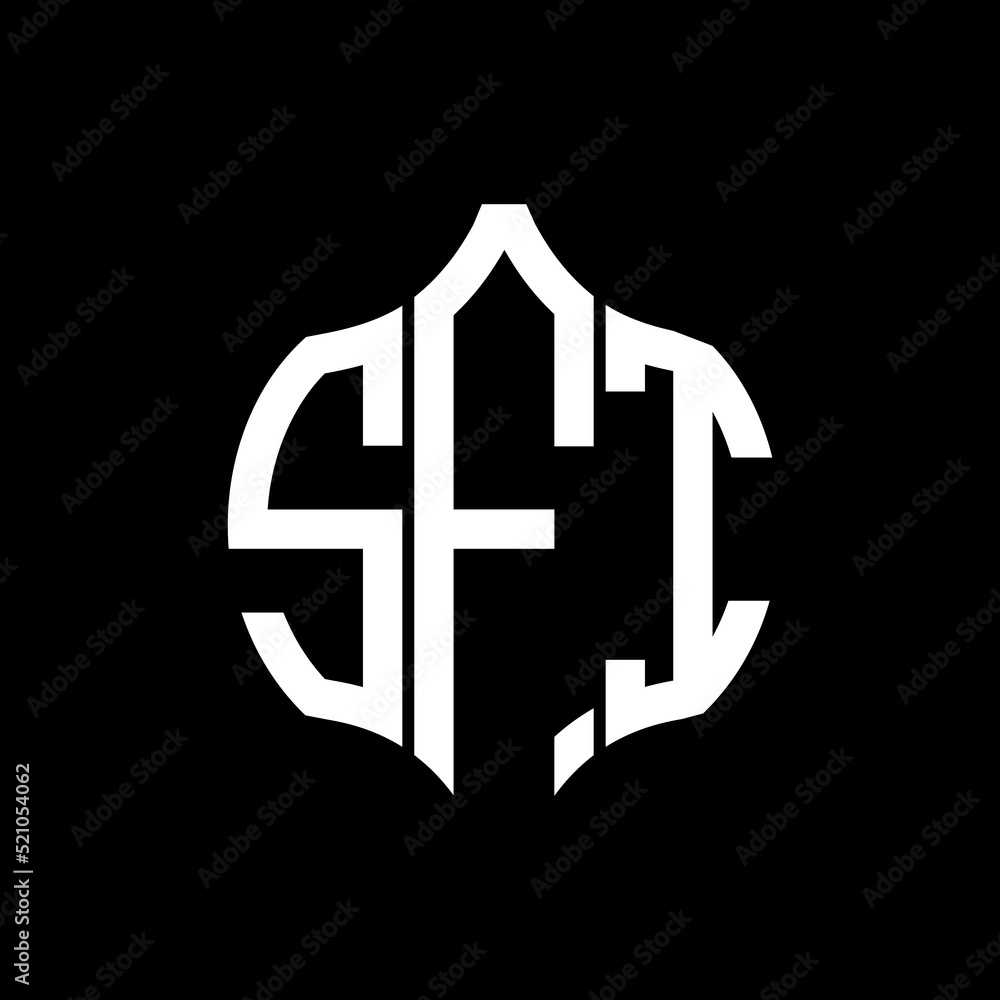 SFI letter logo. SFI best black background vector image. SFI Monogram ...