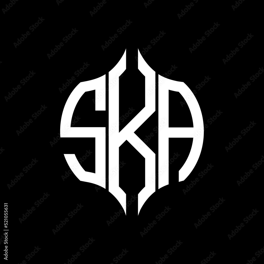 SKA letter logo. SKA best black background vector image. SKA Monogram ...