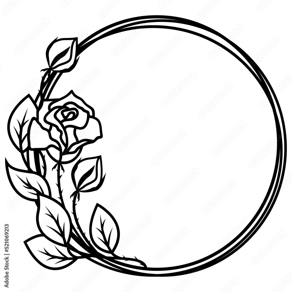 Roses circle monogram wreath svg, Flower round frame svg, Floral border ...