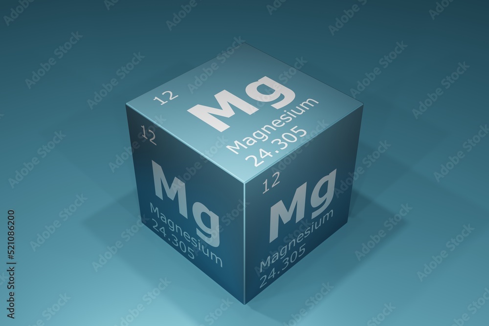 Magnesium, 3D background of symbols of the elements of the periodic ...