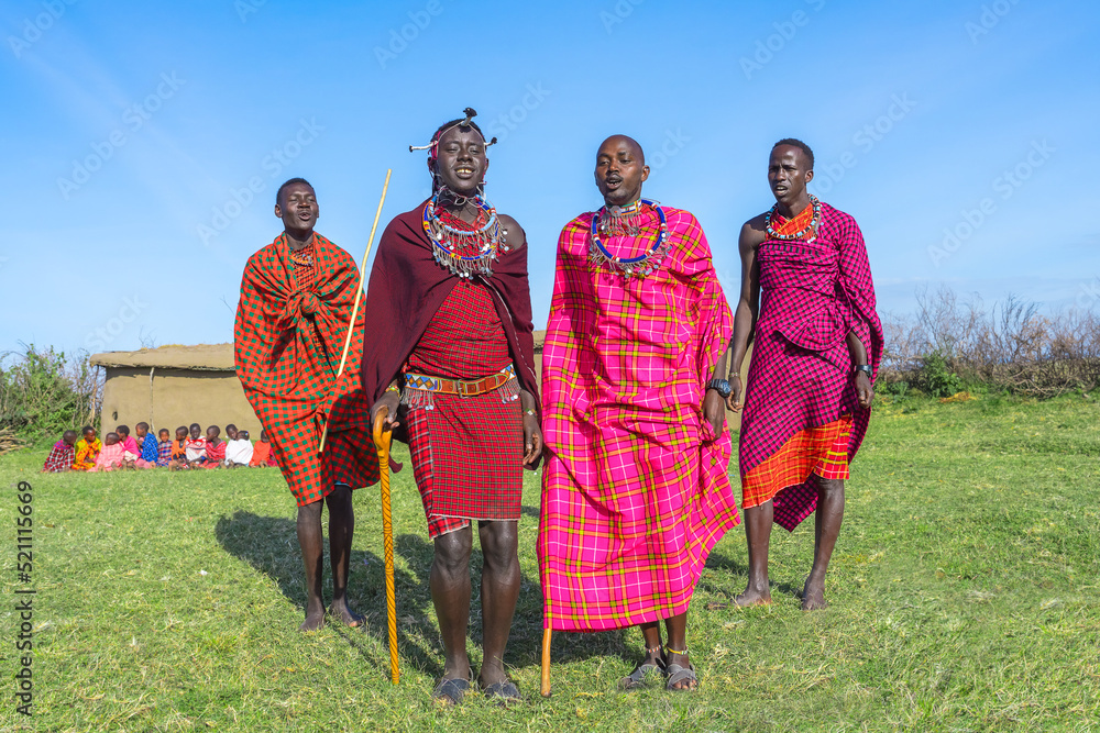 Maasai Mara man showing traditional Maasai jumping dance Stock Photo ...