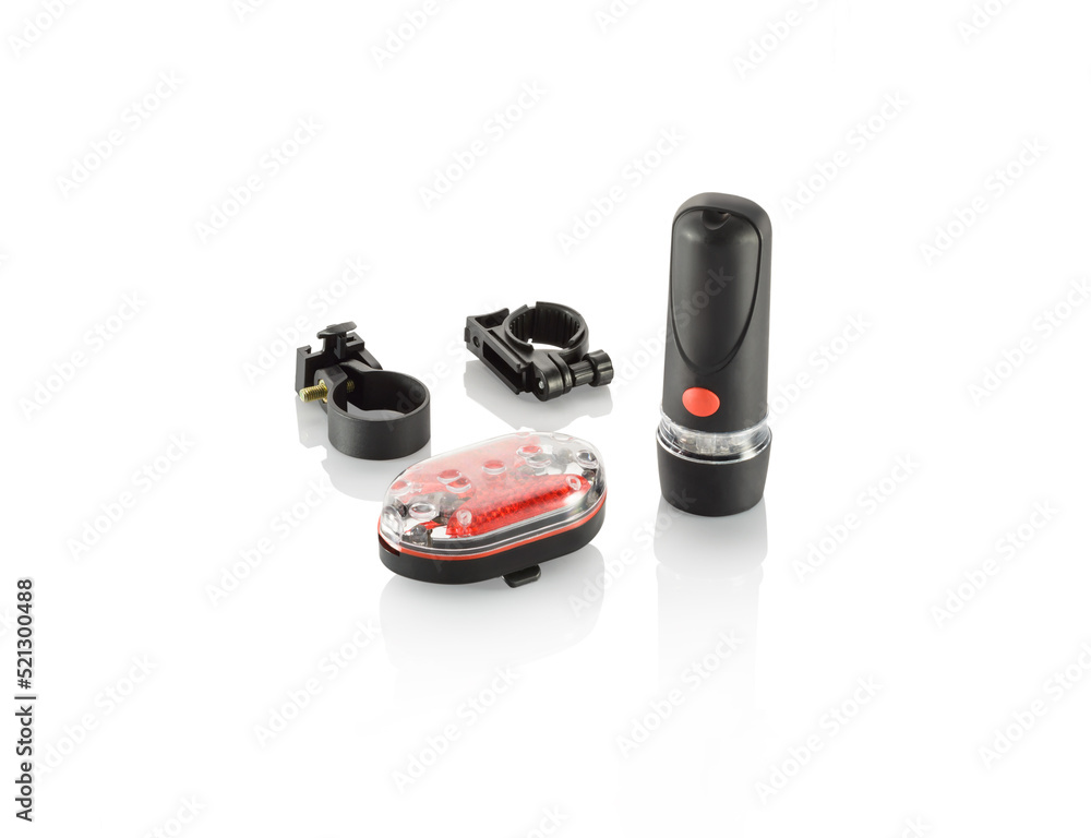 Bicycle kit with front and back LED lights, and with attaching ...