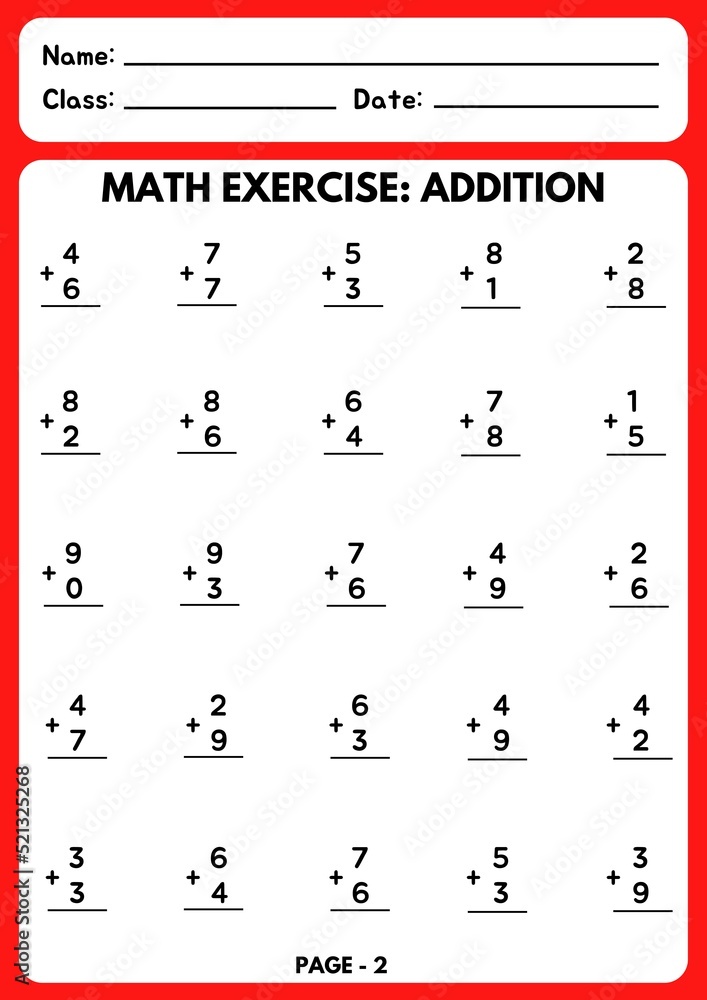 Mathematics worksheet for kids. Educational children addition homework ...