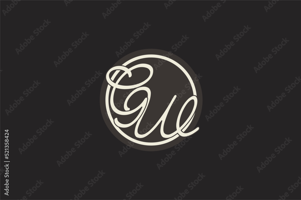 Initial letter GW monogram logo with simple and creative cirle line ...