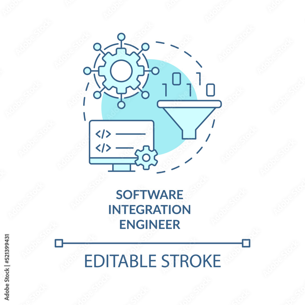 Software integration engineer turquoise concept icon. Software engineer ...