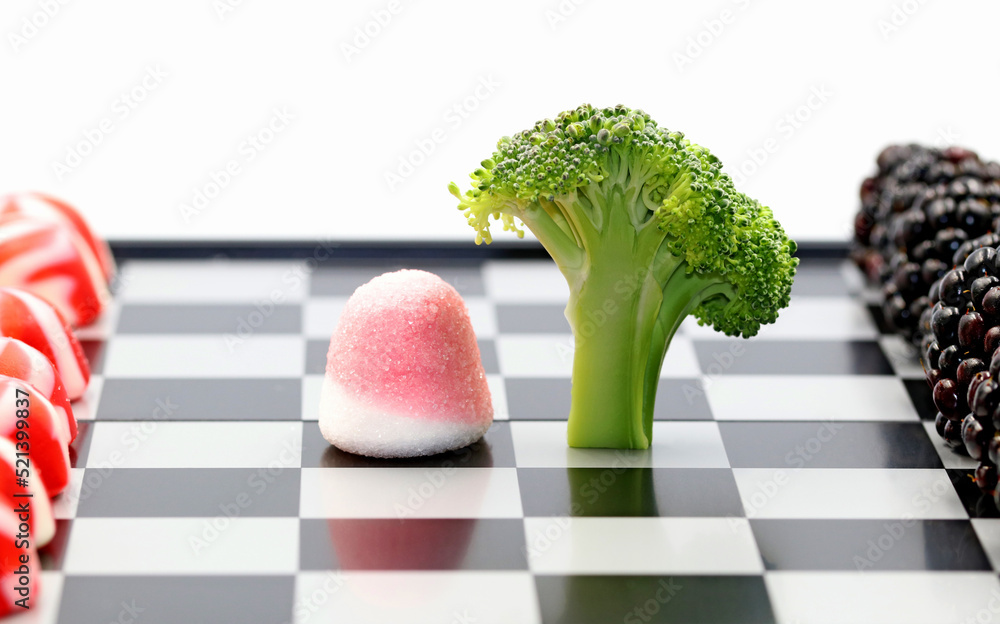 The chess game between healthy foods and antioxidants against sweets ...