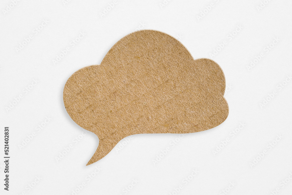 speech bubbles brown cardboard paper cut, on grunge grey background ...