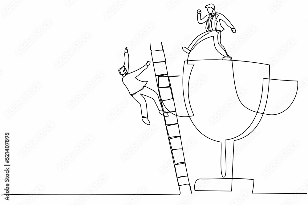 Single continuous line drawing active businessman kicking to make his ...