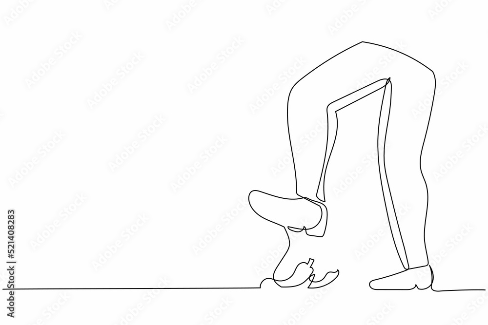 Continuous one line drawing young businessman leg step on business ...