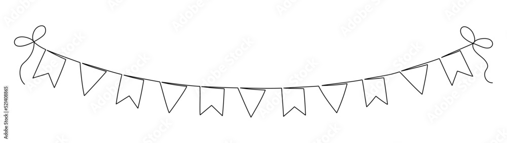 Continuous line drawing of garland. Vector illustration Stock Vector ...