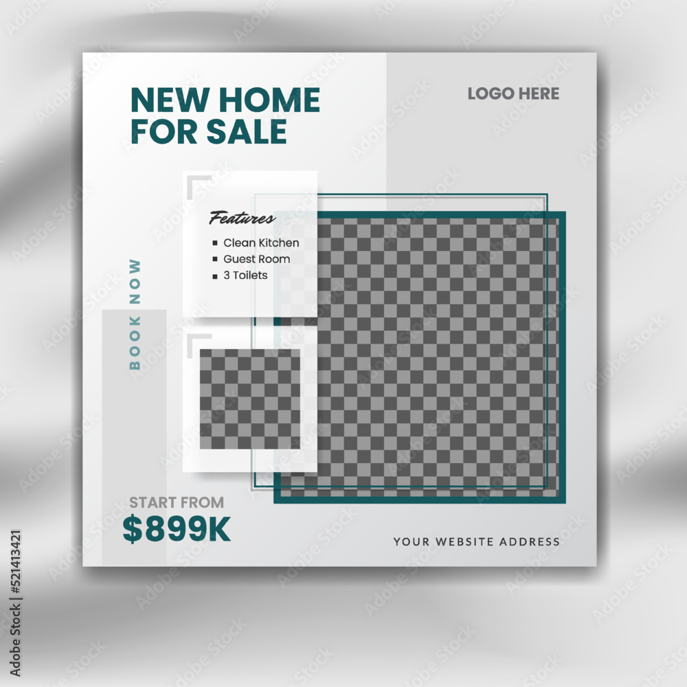 Real estate house agency social media template. square banner real ...