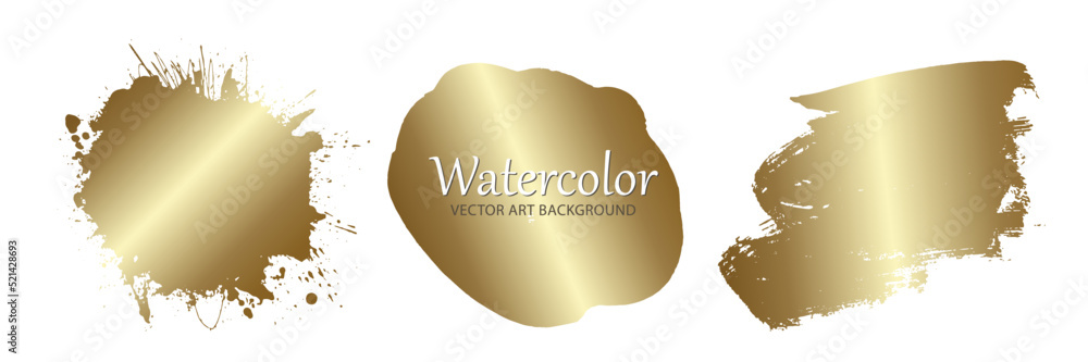 Gold sticker. Set of vector template for design. Stain of metallic ...
