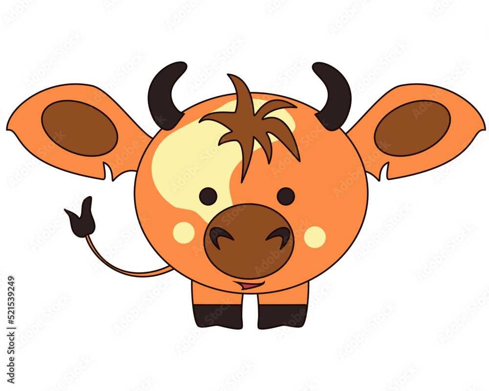 Cute baby Cow Calf Cartoon Kawaii Flat Vector Isolated Illustration ...